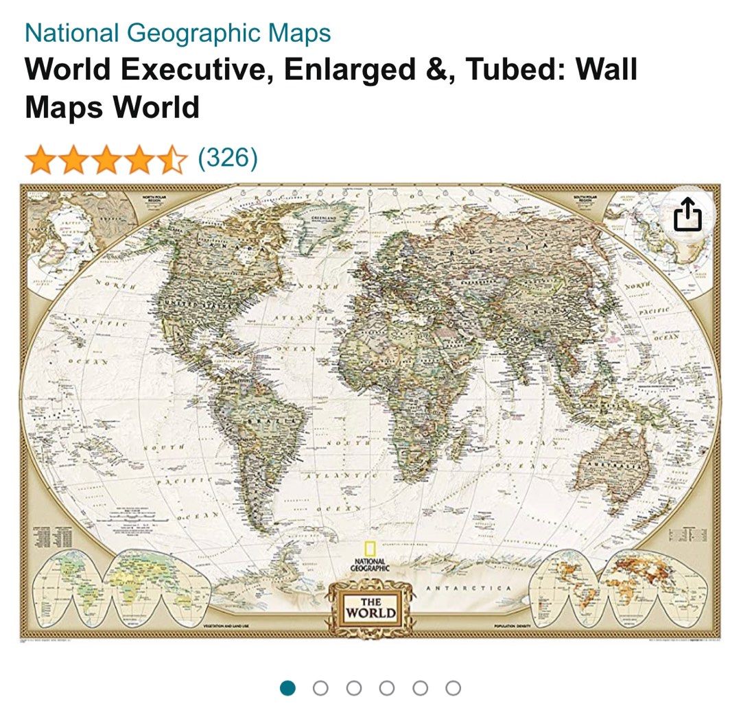 New Enlarged Executive World Map - National Geographic, Hobbies & Toys ...