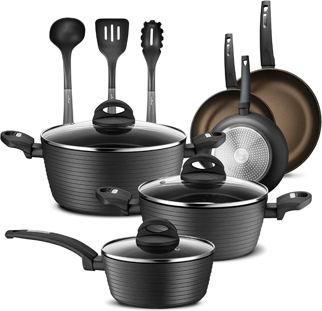 NutriChef 12 Piece Nonstick Kitchen Cookware Set, Furniture & Home ...