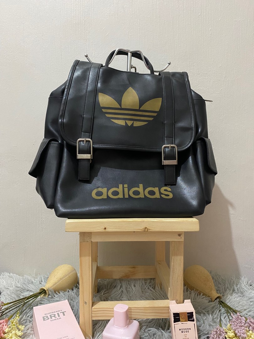 Original Adidas Leather Backpack in Black, Women's Fashion, Bags ...