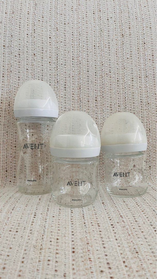 Philips Avent Glass Milk Bottles (Set of 2x 120ml and 1x 240ml), Babies ...