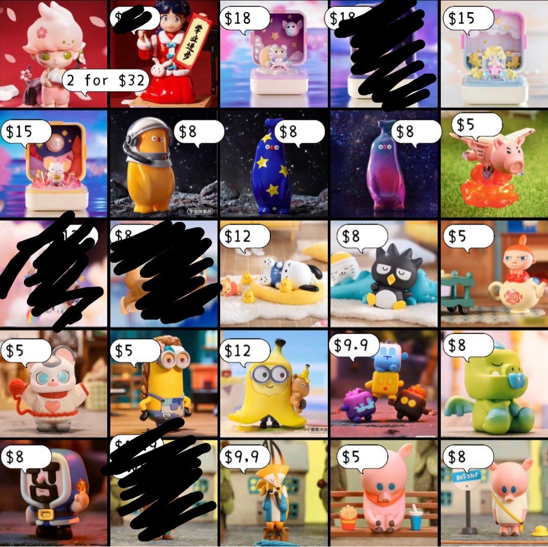 Popmart three two one Dimoo/Ring box /Flapjack /Pucky rainbow eater ...