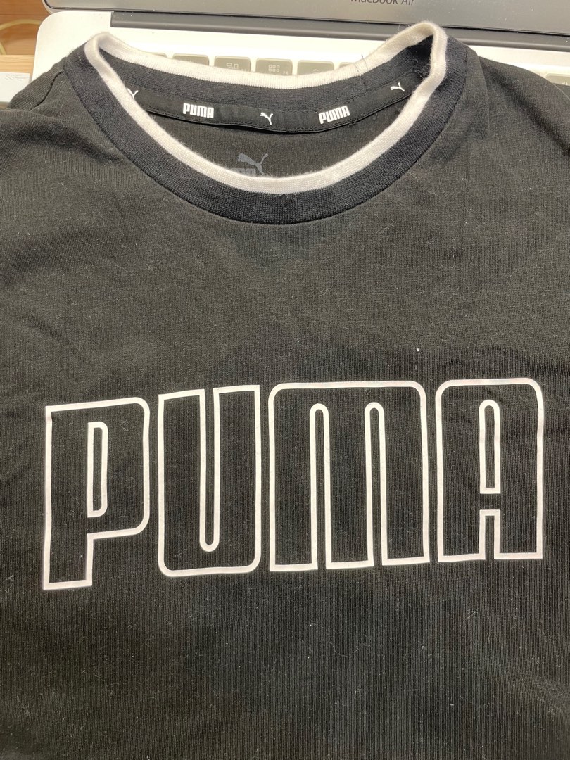 PUMA BLOCK TIPPING 黑 大LOGO 休閒短T 運動短袖 穿搭 透氣 58716001, 她的時尚, 上衣, T恤在旋轉拍賣