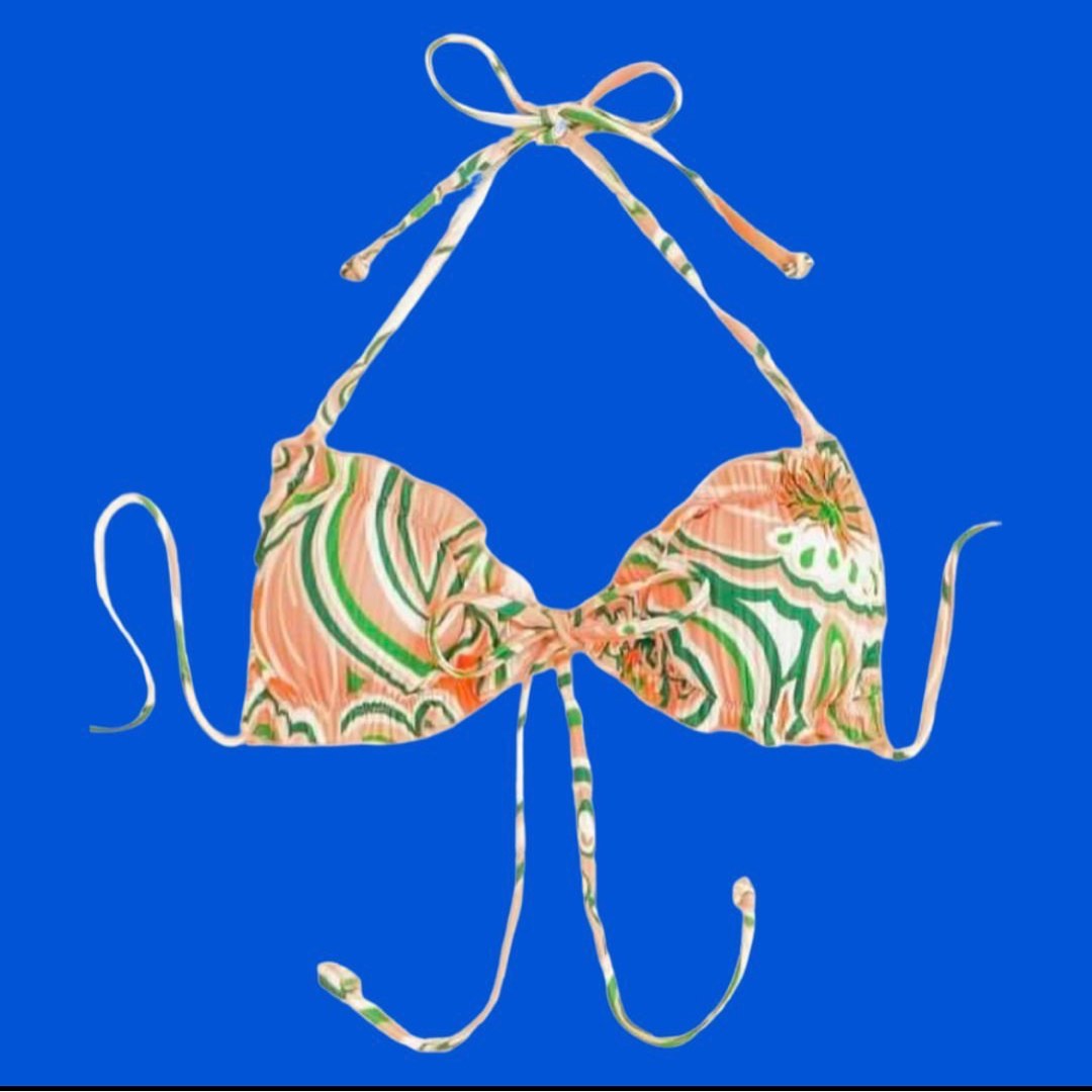 Retro floral 70s print bikini top, Women's Fashion, Swimwear, Bikinis ...