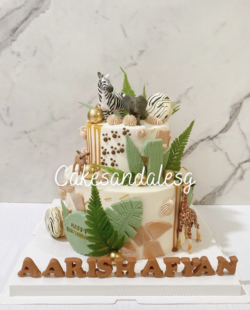 Rustic Animal Theme Cake [ Design #2 ], Food & Drinks, Homemade Bakes ...