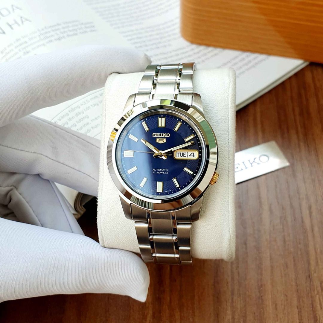 Seiko 5 SNKK11 Men's Automatic Blue Dial Stainless Steel Watch snkk11k ...