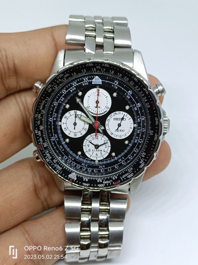 seiko flightmaster reverse panda quartz chronograph, Men's Fashion ...