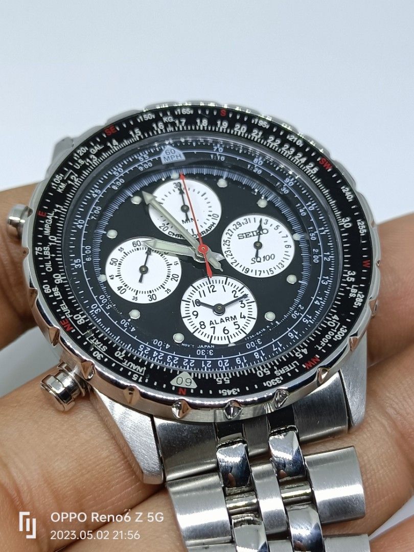 seiko flightmaster reverse panda quartz chronograph, Men's Fashion ...