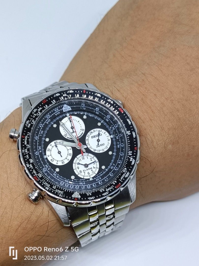 seiko flightmaster reverse panda quartz chronograph, Men's Fashion ...