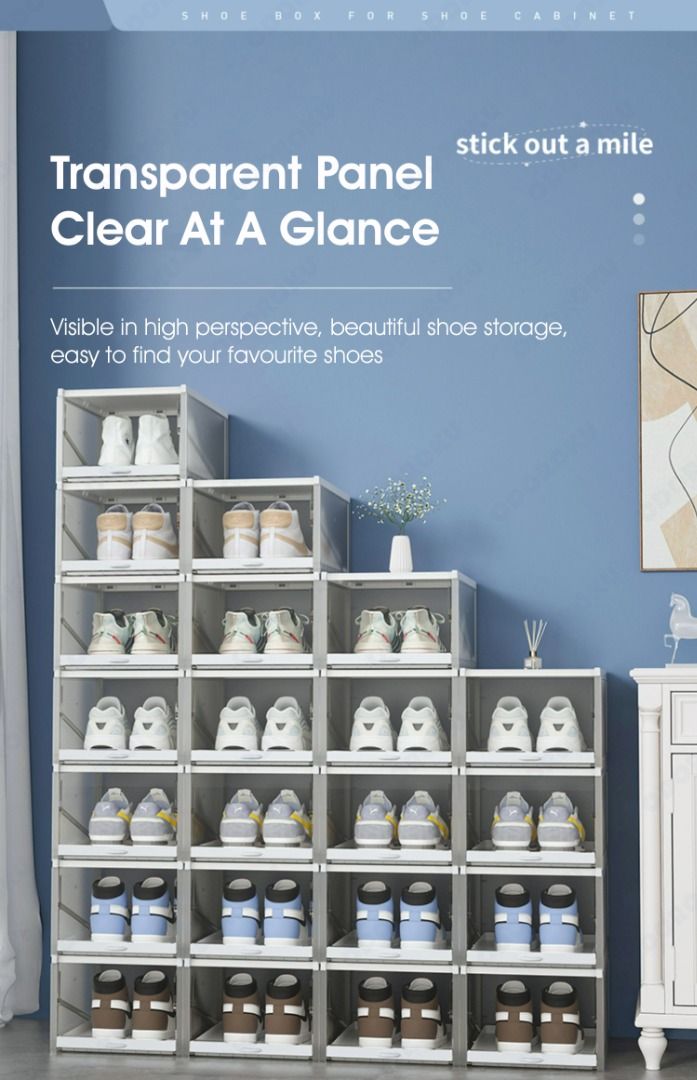 (Set of 3) ODOROKU Stackable Pull Out Drawer Shoe Storage Rack with ...