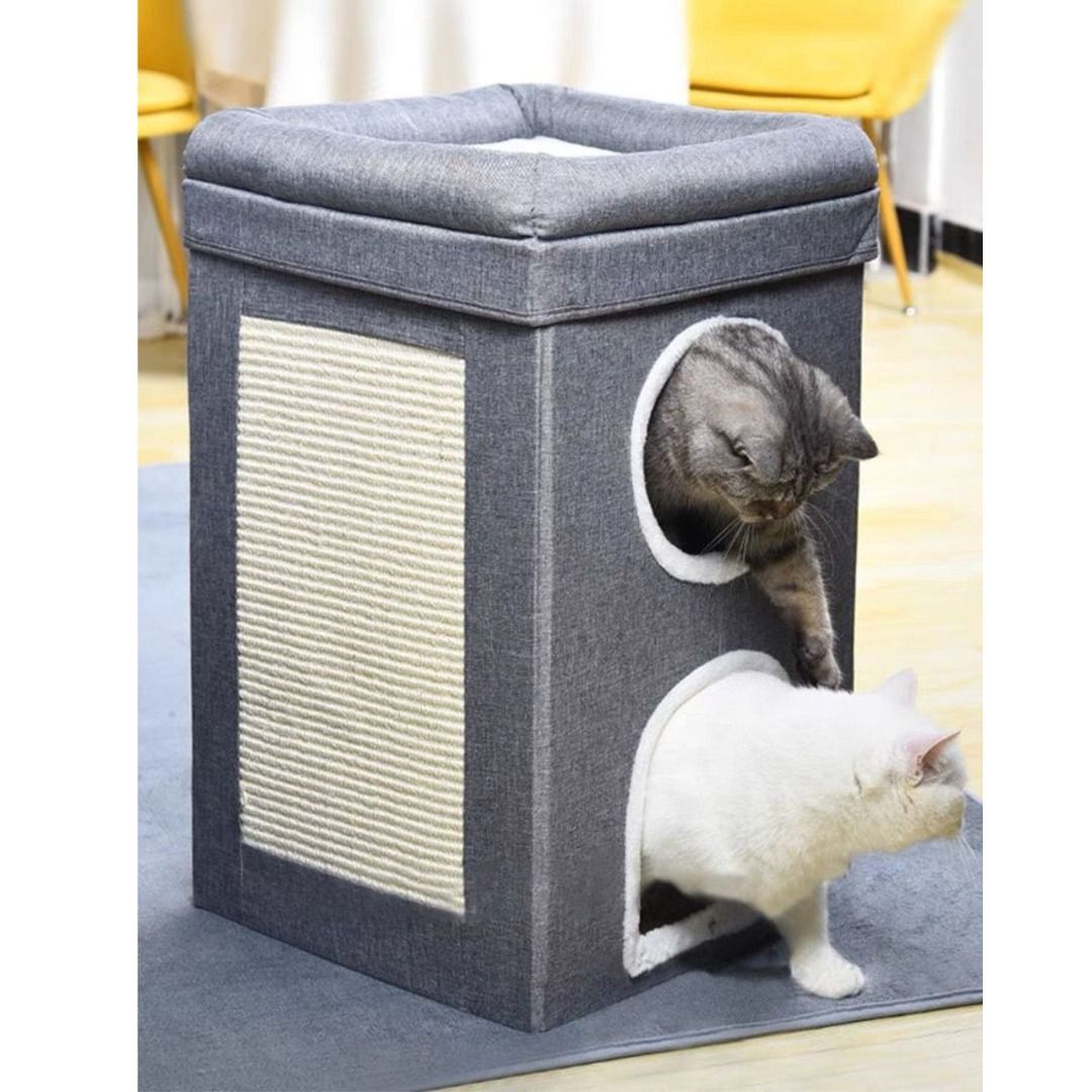 [SG SELLER] Cat House Cat Cave With Scratcher Pad Double Layer Cat ...
