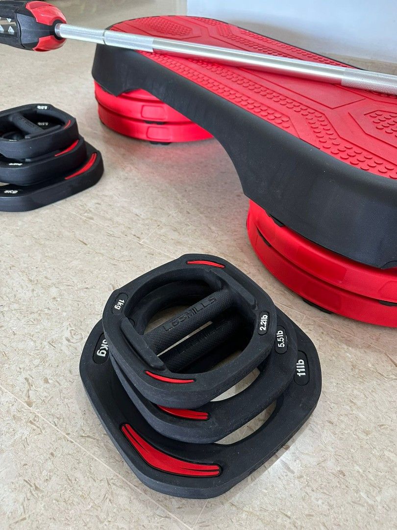 Smart Bar with weighted plates & step board, Sports Equipment, Exercise ...