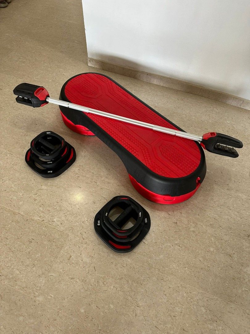 Smart Bar with weighted plates & step board, Sports Equipment, Exercise ...