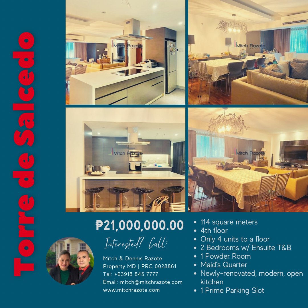 Spacious 2 Bedroom Unit For Sale at Torre de Salcedo Legaspi Village ...