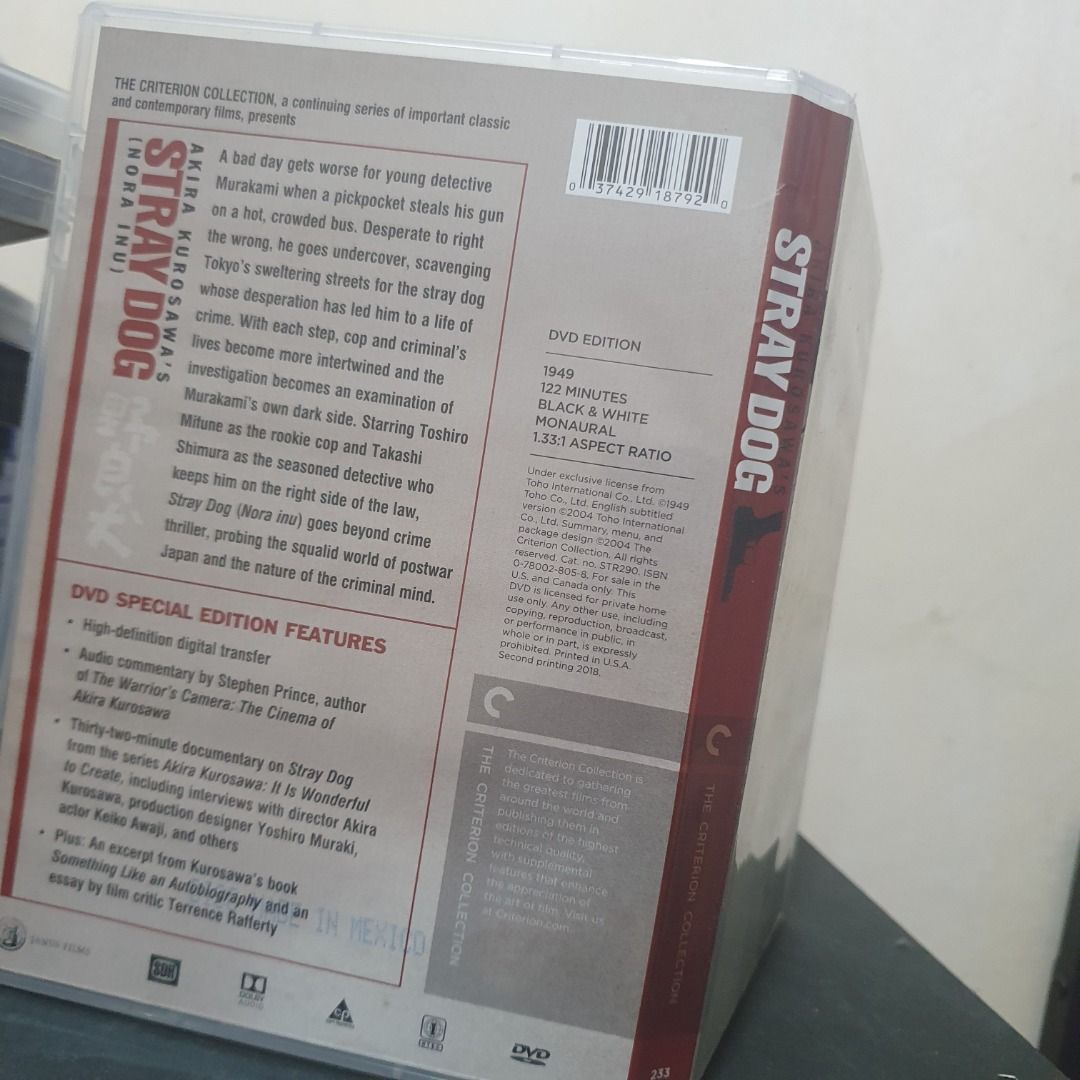 Stray Dog DVD Criterion with booklet. Akira Kurosawa on Carousell