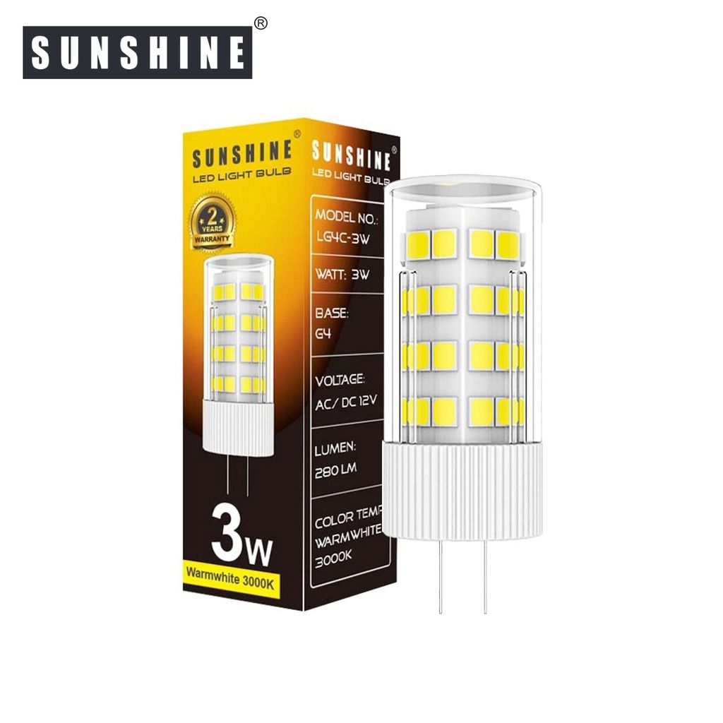 SUNSHINE LED Capsule Light Bulb G4 3W LED Corn Bulb Daylight 6500K ...