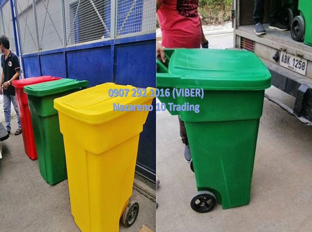 Trash bin rolling bin trash bin w/wheels 5, Furniture & Home Living ...