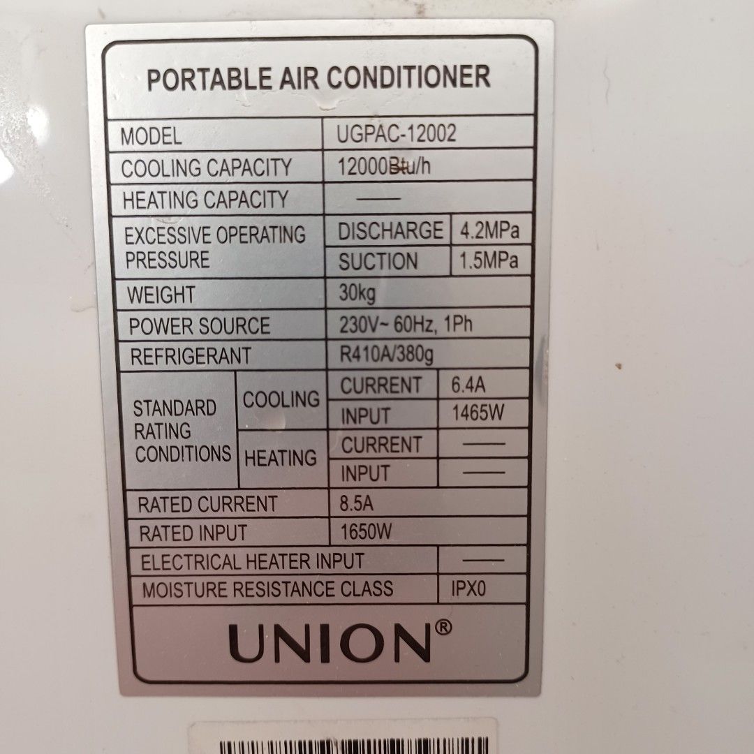 UNION 1.5HP Portable Aircon, TV & Home Appliances, Air Conditioning and ...