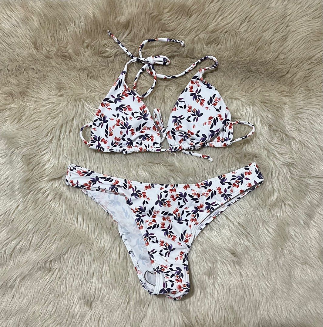 White Floral String Bikini on Carousell