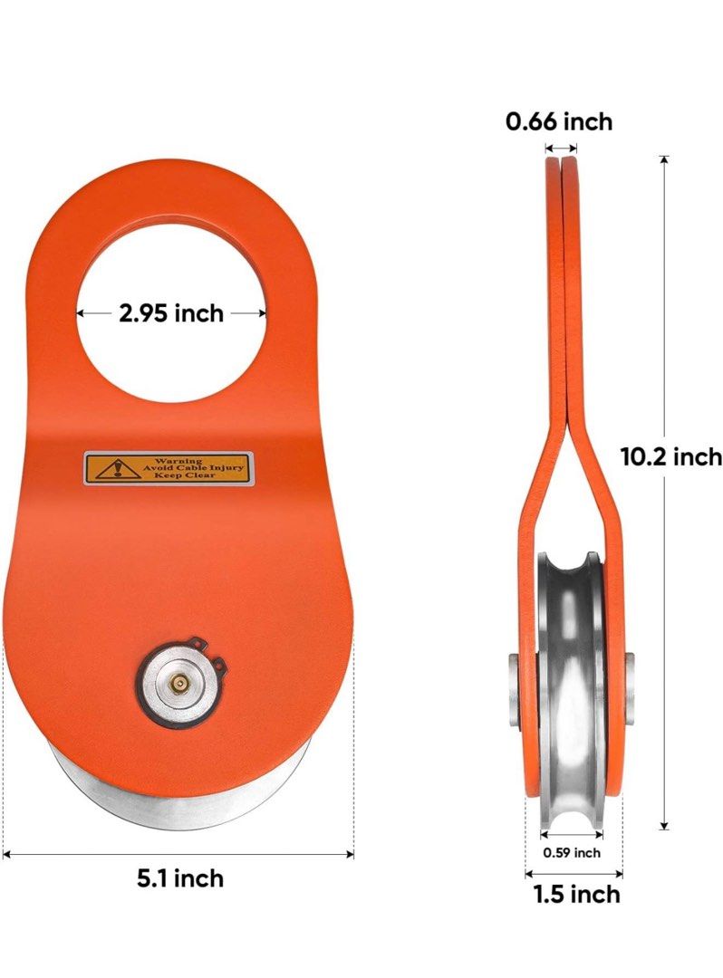 10 Ton Winch Snatch Block Towing Pulley Blocks 22,000 LBS Capacity ...