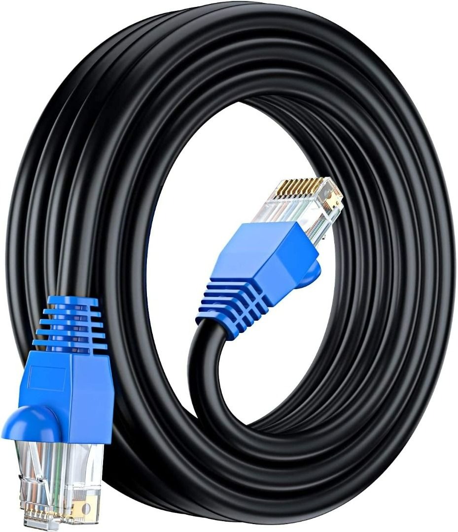 2022) BLACK 100M METER CAT6 RJ45 OUTDOOR PATCH CORD INTERNET ETHERNET ...