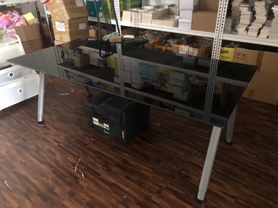 Adjustable Glass table | office table | meeting table| dining table | 6 ...