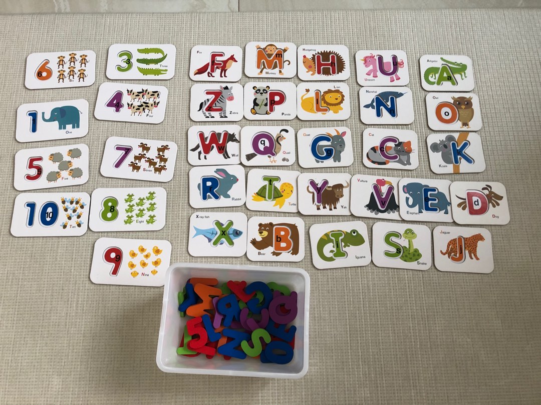 Alphabet and numbers pair puzzle cards, Babies & Kids, Infant Playtime ...