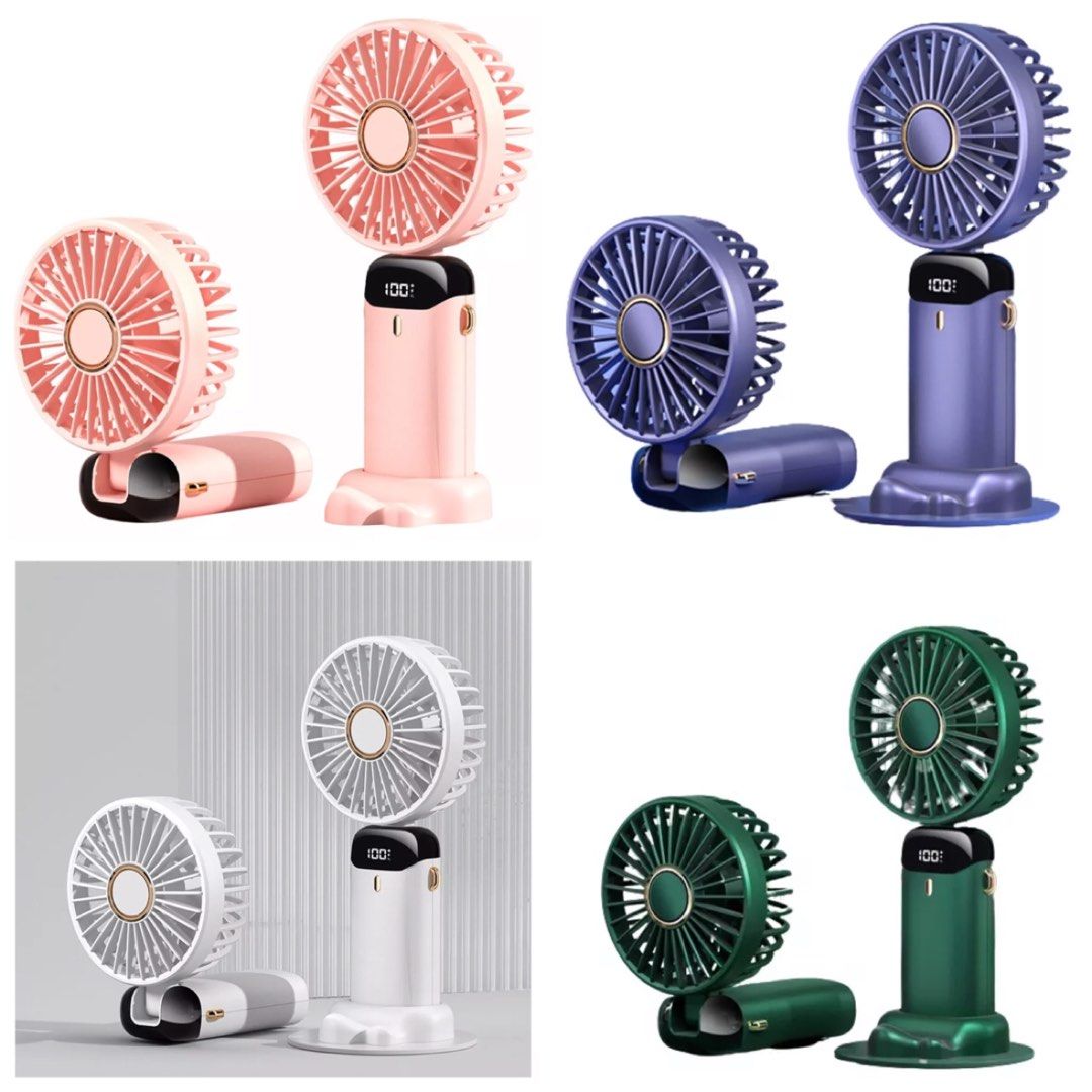 {BNIB} Portable Handheld hanging LED digital display fan *5000 mHA high ...