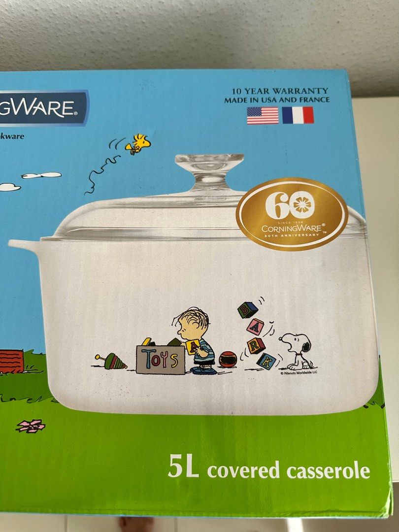 BNIB Snoopy Corning Ware Covered Casserole 5L, Furniture & Home Living ...