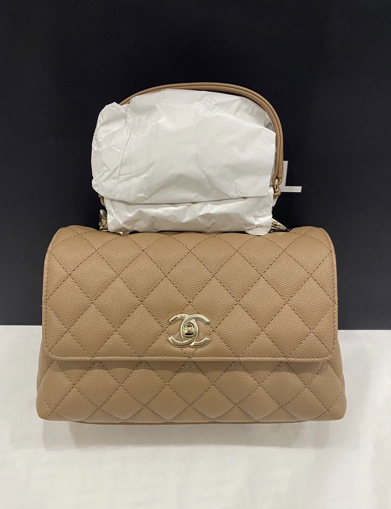 Chanel Coco Handle Small Beige, Luxury, Bags & Wallets on Carousell