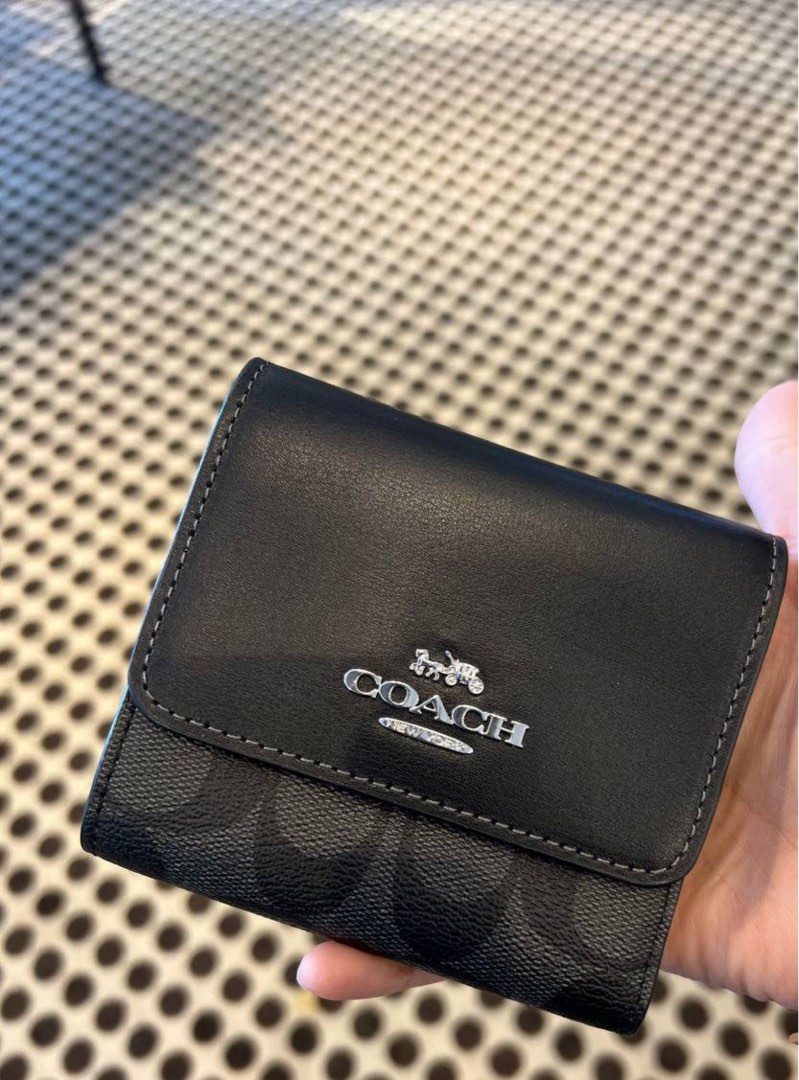 Coach Small Trifold Wallet in Signature Black, Luxury, Bags & Wallets ...