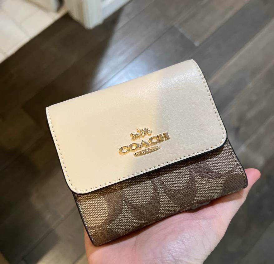 Coach Trifold Wallet in Signature Khaki/Ivory, Luxury, Bags & Wallets ...