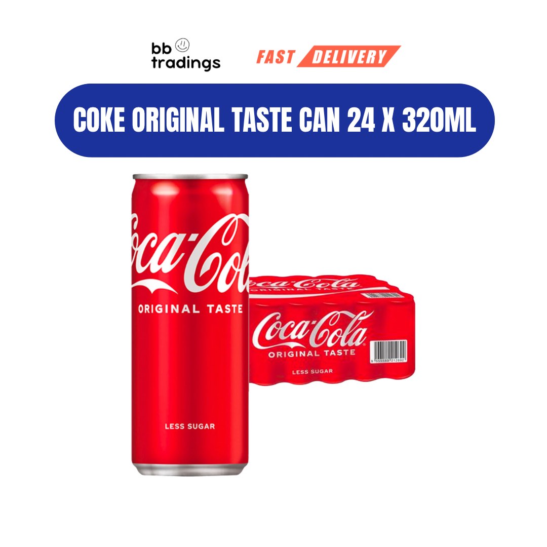 Coca-Cola Coke Original Taste Less Sugar (24 x 320ml), Food & Drinks ...