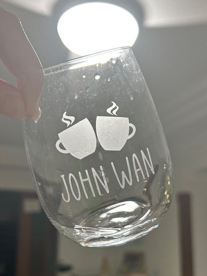 Custom Glass Cup Etched Design, Furniture & Home Living, Kitchenware ...