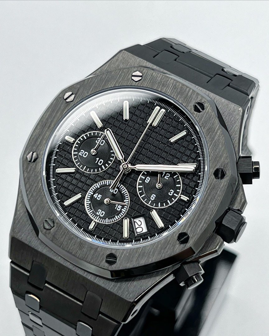Custom Seiko Mod All Black AP Quartz Chronograph in 42mm, Men's Fashion ...