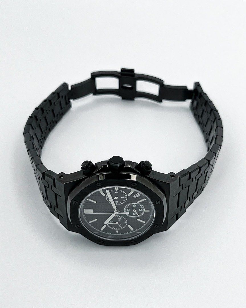 Custom Seiko Mod All Black AP Quartz Chronograph in 42mm, Men's Fashion ...