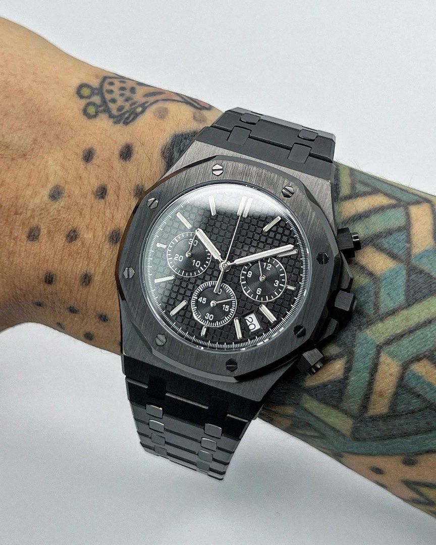 Custom Seiko Mod All Black AP Quartz Chronograph in 42mm, Men's Fashion ...