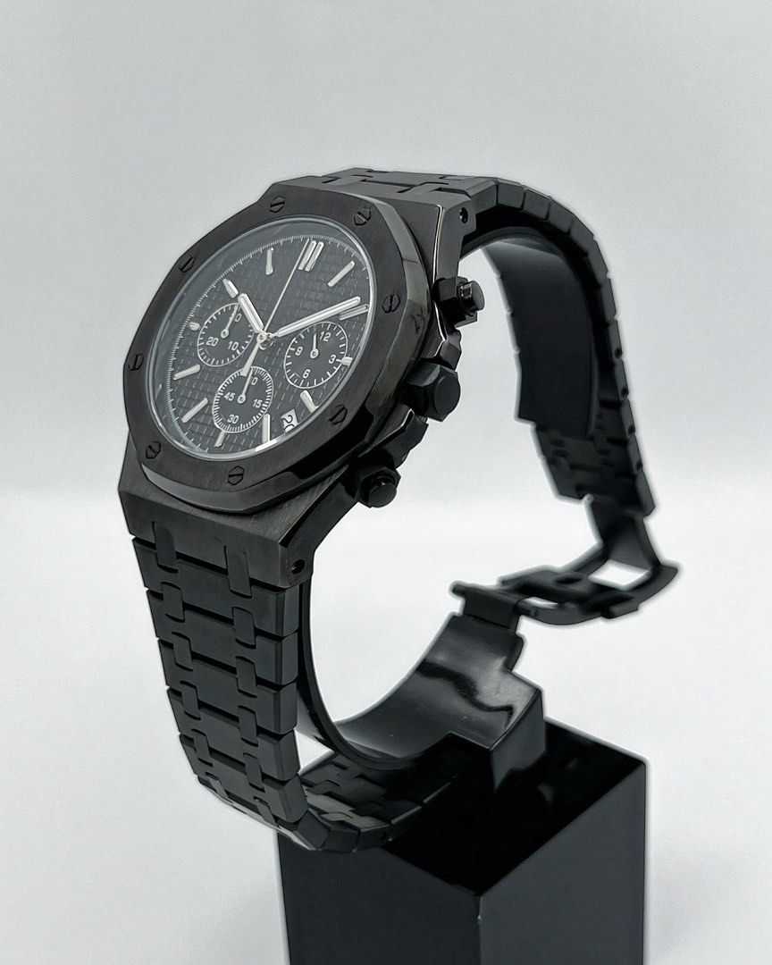 Custom Seiko Mod All Black AP Quartz Chronograph in 42mm, Men's Fashion ...