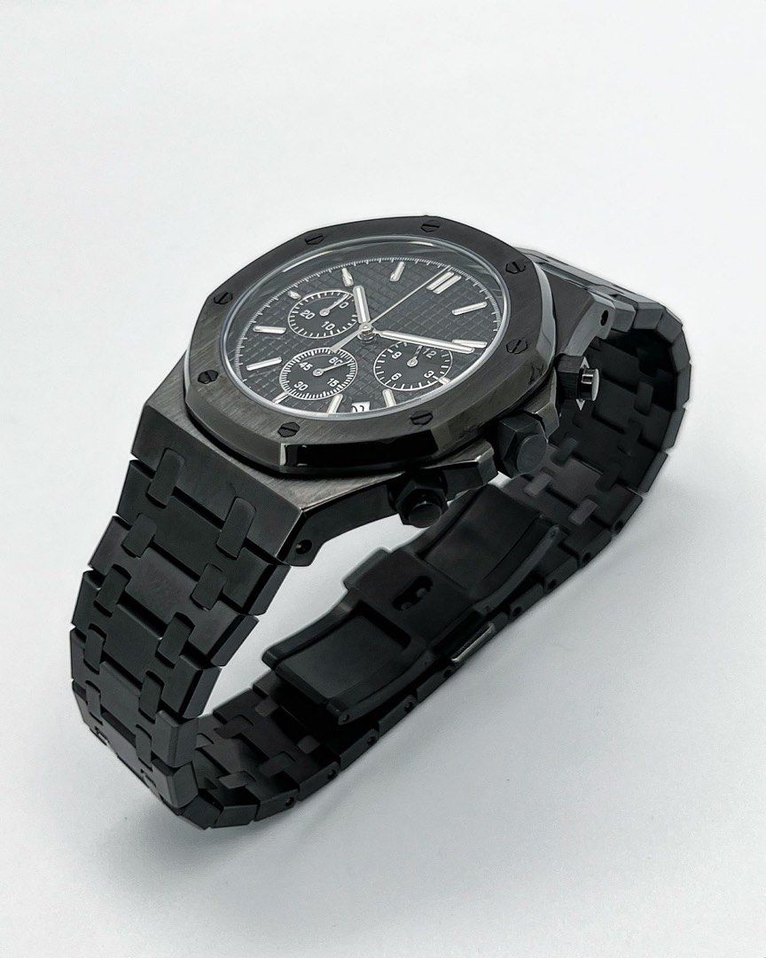 Custom Seiko Mod All Black AP Quartz Chronograph in 42mm, Men's Fashion ...