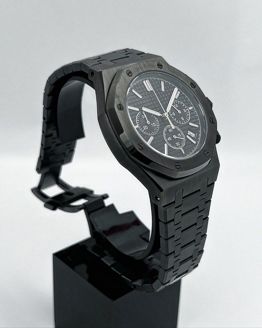 Custom Seiko Mod All Black AP Quartz Chronograph in 42mm, Men's Fashion ...
