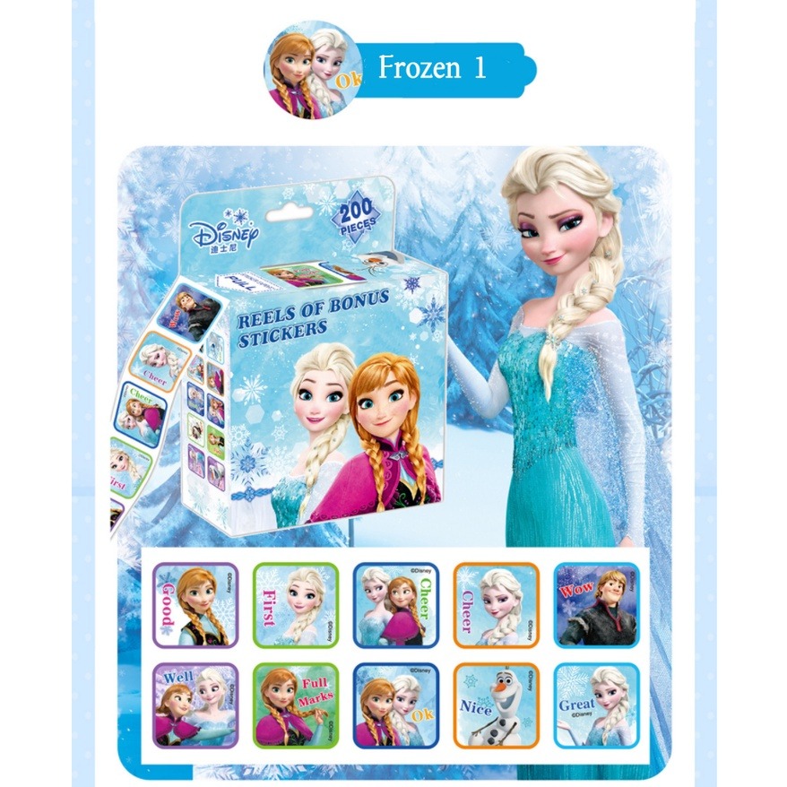 Disney Shiny Roll Roll Sticker Frozen Princess Cartoon Reward Sticker ...