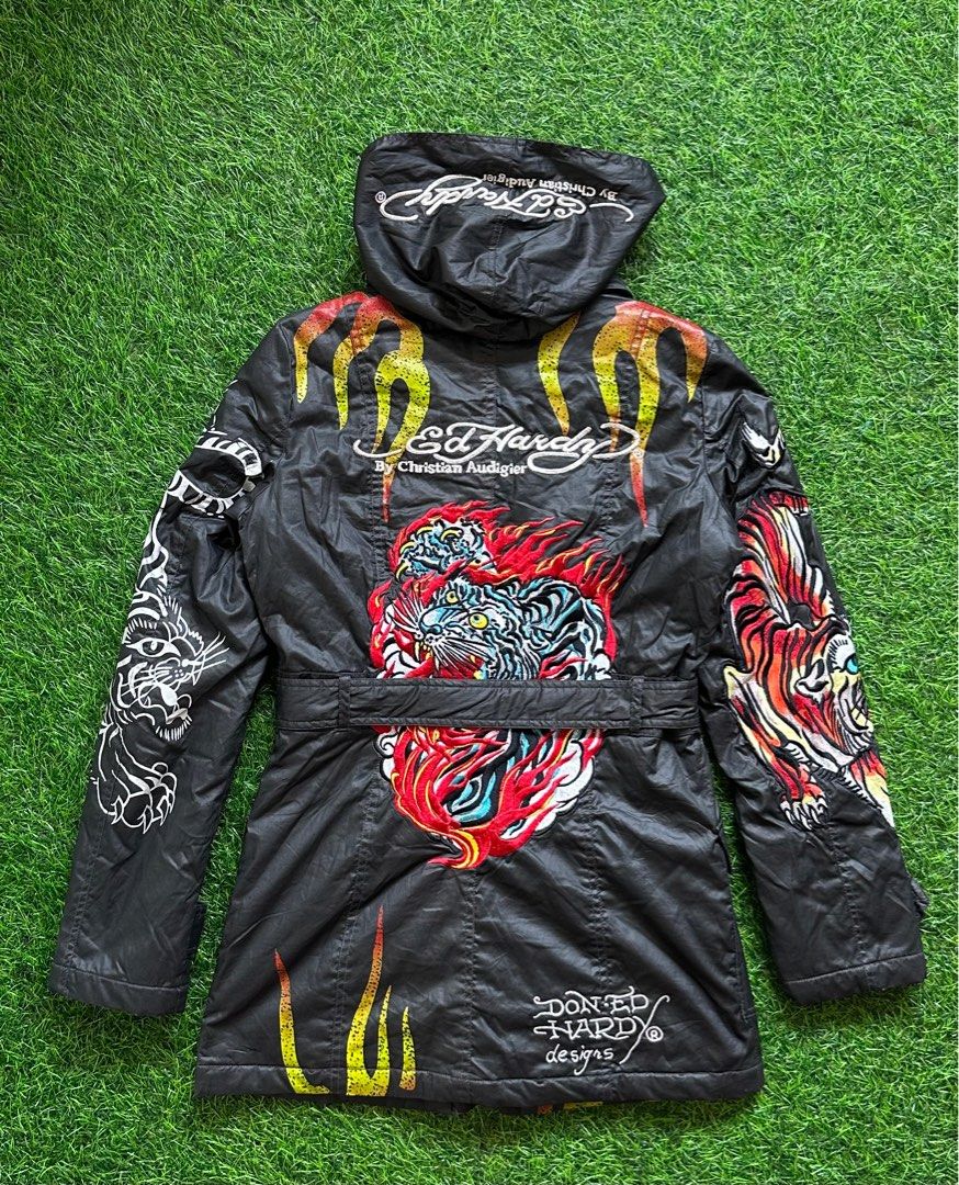 Don Ed Hardy design christian Audigier Trench coat, Women's Fashion ...