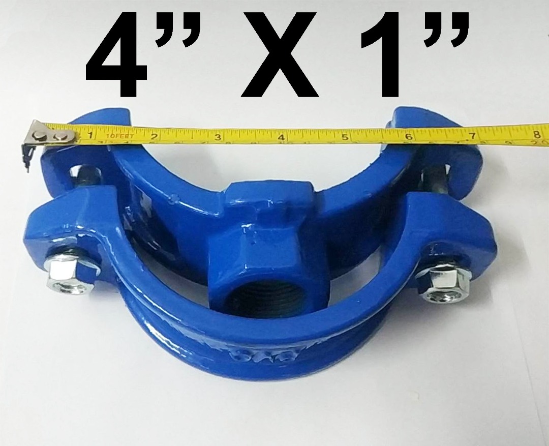 DUCTILE IRON SADDLE CLAMP 4" X 1" BLUE FOR WATER DISTRICT CAST IRON ...