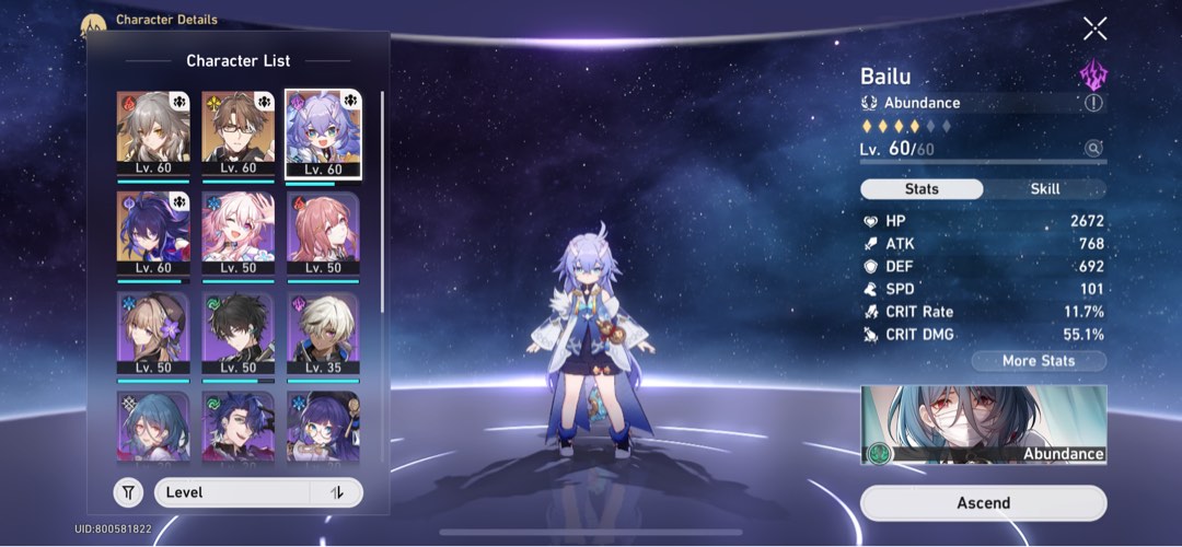 E1 seele with BIS lightcone, tbl 48, Video Gaming, Gaming Accessories ...