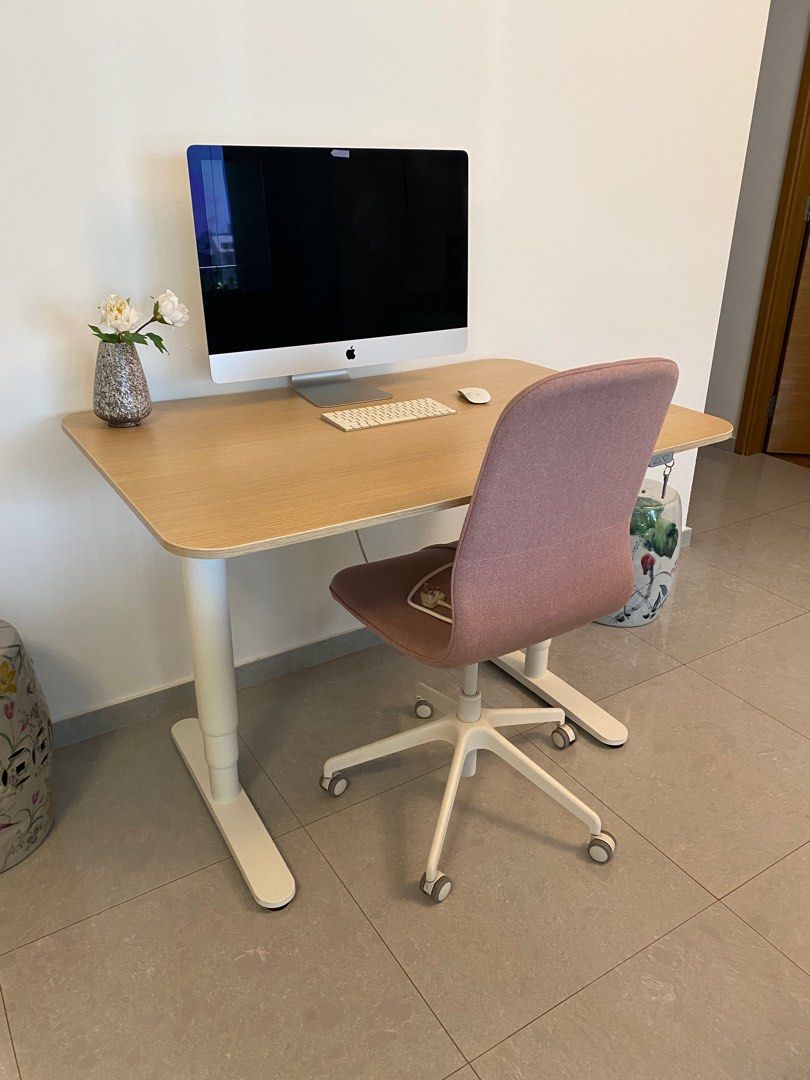 Electric height adjustable IKEA BEKANT desk, Furniture & Home Living ...