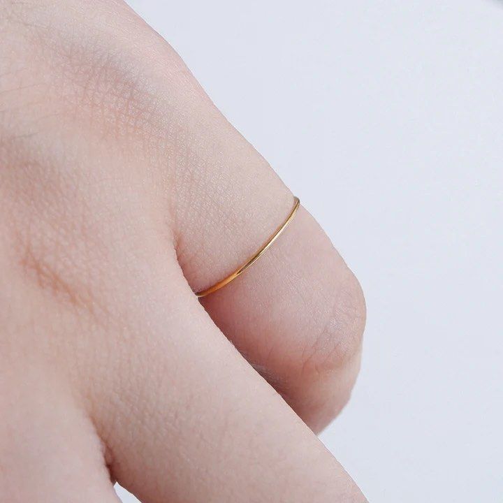 Flecked with Gold The Barely There Ring in Solid Gold, Women's Fashion ...