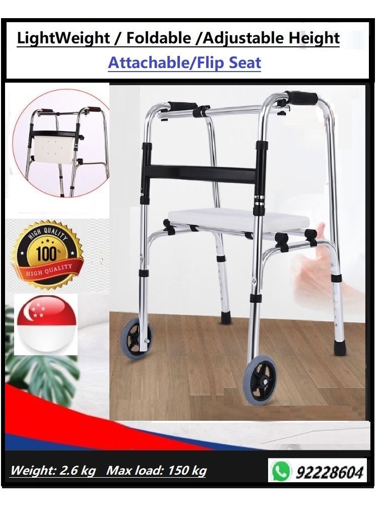 Foldable Lightweight Rollator Walker with Seat Dual Support Lightweight Walker Walking Aid Frame ...