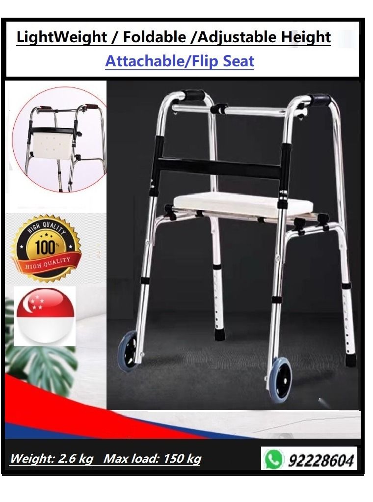 Foldable Lightweight Rollator Walker with Seat Dual Support Lightweight Walker Walking Aid Frame ...