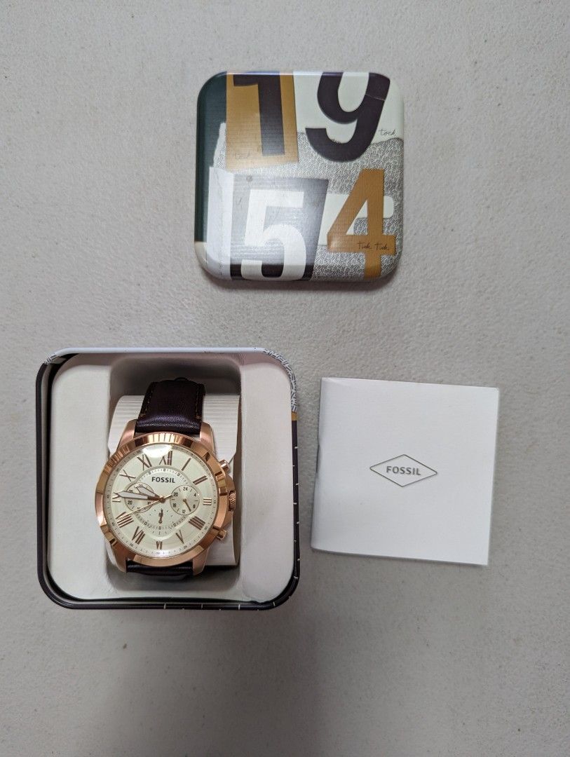 Fossil Grant FS4991 Rose Gold with Brown Leather watch, Men's Fashion ...