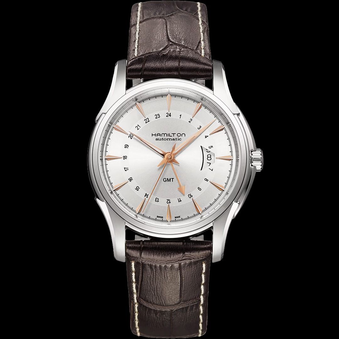 Hamilton Jazzmaster Traveler GMT Rose Gold Accent Automatic Watch ...