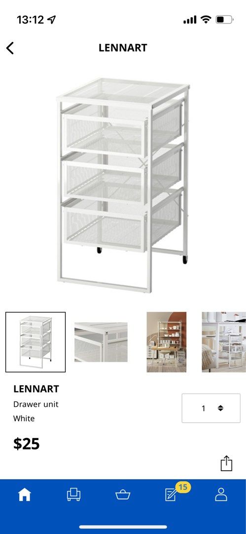 IKEA LENNART drawer unit white, Furniture & Home Living, Furniture ...